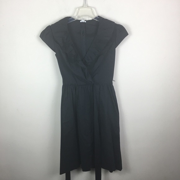 Cache | Dresses | Cache Black Ruffle Collar Wrap Dress With Pockets ...